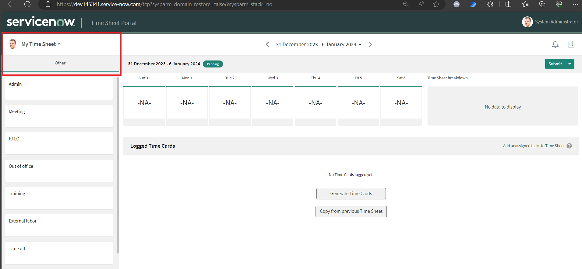 How to Enable Search option in Other Tab of Time-S... - ServiceNow Community